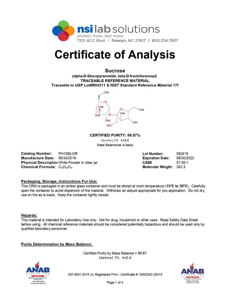 NSI- Sucrose/CE/CM – Molecules